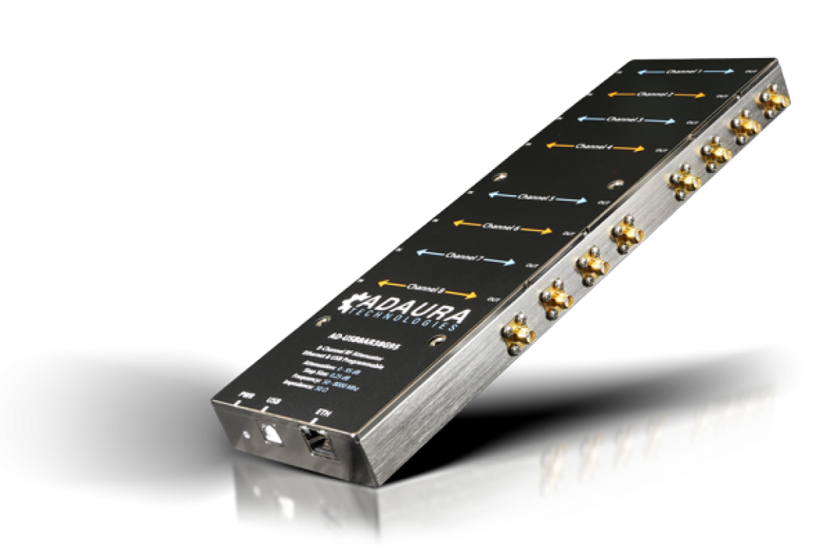 8-Channel 50-8000MHz Programmable RF Attenuator - Adaura Technologies