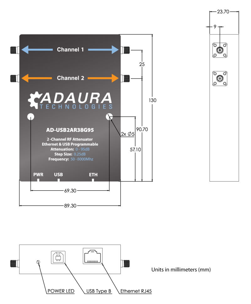 2-Channel 50-8000MHz Programmable RF Attenuator - Adaura Technologies